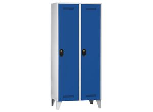 4250618246314 - Garderobenschrank Fachhöhe 1700 mm HxBxT 1850 x 800 x 500 mm Abteilbreite 400 mm Korpus-   Türfarbe Lichtgrau   Enzianblau