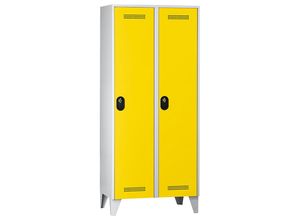 4250618246291 - Garderobenschrank Fachhöhe 1700 mm HxBxT 1850 x 800 x 500 mm Abteilbreite 400 mm Korpus-   Türfarbe Lichtgrau   Zinkgelb