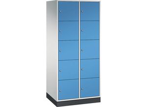 4052574730292 - INTRO Stahl-Schließfachschrank Fachhöhe 345 mm BxT 820 x 600 mm 10 Fächer Korpus lichtgrau Türen lichtblau
