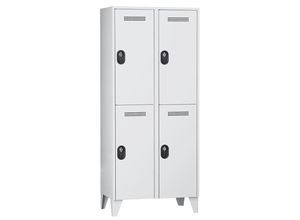 4250618246369 - Garderobenschrank Fachhöhe 820 mm HxBxT 1850 x 800 x 500 mm Abteilbreite 400 mm Korpus-   Türfarbe Lichtgrau   Lichtgrau
