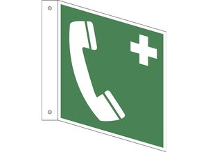 4061466027778 - Rettungszeichen Notruftelefon VE 10 Stk Aluminium Fahnenschild 150 x 150 mm kaiserkraft