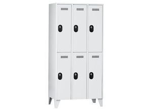 4250618239033 - Garderobenschrank Fachhöhe 820 mm HxBxT 1850 x 900 x 500 mm Abteilbreite 300 mm Korpus-   Türfarbe Lichtgrau   Lichtgrau