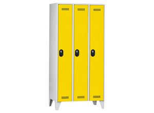 4250618238968 - Garderobenschrank Fachhöhe 1700 mm HxBxT 1850 x 900 x 500 mm Abteilbreite 300 mm Korpus-   Türfarbe Lichtgrau   Zinkgelb