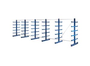 4054666004342 - eurokraft pro Kragarmregal mit identischer Kragarm-Länge Regallänge 6750 mm zweiseitig enzianblau