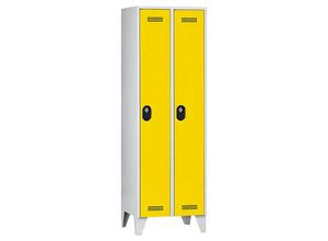 4250618238760 - Garderobenschrank Fachhöhe 1700 mm HxBxT 1850 x 600 x 500 mm Abteilbreite 300 mm Korpus-   Türfarbe Lichtgrau   Zinkgelb