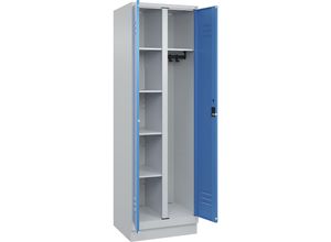 4067521054833 - Putzmittelspind Classic PLUS 1 Abteil Trennwand mittig lichtgrau   lichtblau B 600 mm mit Bodensockel Zylinderschloss C+P