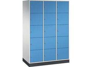 4050646104941 - INTRO Stahl-Schließfachschrank Fachhöhe 345 mm BxT 1220 x 600 mm 15 Fächer Korpus lichtgrau Türen lichtblau