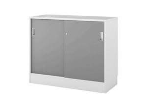 5905745101577 - Schrank Chicago mit Schiebetüren HxBxT 948 x 1215 x 400 mm weiß   lichtgrau kaiserkraft