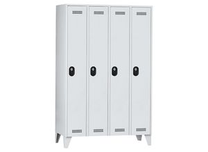 4250618239088 - Garderobenschrank Fachhöhe 1700 mm HxBxT 1850 x 1200 x 500 mm Abteilbreite 300 mm Korpus-   Türfarbe Lichtgrau   Lichtgrau