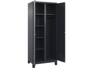 4067521054611 - Putzmittelspind Classic PLUS 1 Abteil Trennwand mittig grau B 800 mm mit Füßen Zylinderschloss C+P