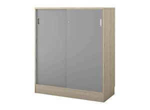 5905745101621 - Schrank Chicago mit Schiebetüren HxBxT 1353 x 1215 x 400 mm Eiche   lichtgrau kaiserkraft