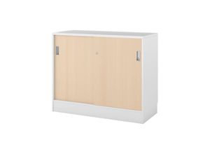 5905745101553 - Schrank Chicago mit Schiebetüren HxBxT 948 x 1215 x 400 mm weiß gebürstet   Birke kaiserkraft