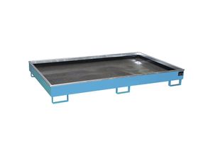 4061753234490 - eurokraft pro Regal-Bodenwanne mit PE-Einsatz 1000 l Auffangvolumen LxBxH 2165 x 1315 x 510 mm blau ab 3 Stk