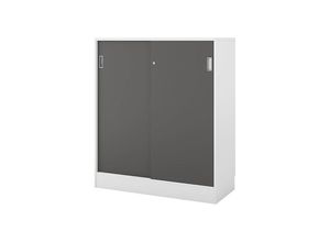5905745101478 - Schrank Chicago mit Schiebetüren HxBxT 1353 x 1215 x 400 mm weiß gebürstet   dunkelgrau kaiserkraft
