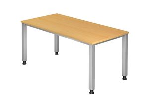 4032062004517 - Schreibtisch Q-Serie VQS16 6 manuell höhenverstellbar  160x80cm (BxT) rechteckig buche   Silber 4032062004517 Hammerbacher