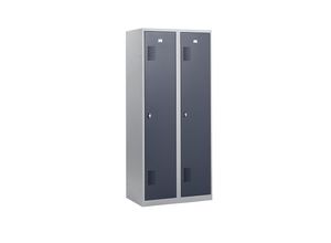 4061753006448 - eurokraft basic Garderobenschrank Breite 800 mm 2 Abteile à 398 mm mit Vorhängeschlossvorrichtung Korpus lichtgrau   Türen basaltgrau