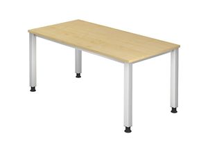 4032062004494 - Schreibtisch Q-Serie VQS16 3 manuell höhenverstellbar  160x80cm (BxT) rechteckig ahorn   Silber 4032062004494 Hammerbacher