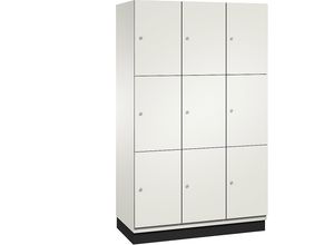 4064615508067 - 3er-Schließfachschrank Cambio 3 Abteile reinweiß   weiß HPL-Tür B 1200 mm 9 Fächer C+P