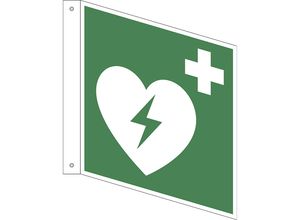 4061466027587 - Rettungszeichen Automatisierter externer Defibrillator VE 10 Stk Aluminium Fahnenschild 200 x 200 mm kaiserkraft