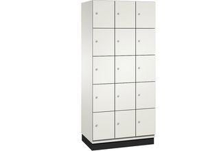 4064615507466 - 5er-Schließfachschrank Cambio 3 Abteile reinweiß   weiß HPL-Tür B 900 mm 15 Fächer C+P