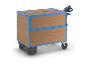 4061753237309 - eurokraft pro Kastenwagen mit Elektroantrieb Wände aus MDF-Platten mit Deckel LxBxH 1630 x 830 x 1200 mm