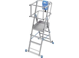 4009199832924 - Teleskop-Plattformleiter höhenverstellbar durch ClickMatic-System mit umlaufendem Geländer 3 - 5 Sprossen KRAUSE