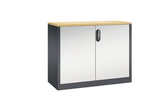 4068427250909 - ACURADO Akten-Sideboard 2 Ordnerhöhen HxBxT 1000 x 1200 x 500 mm schwarzgrau   lichtgrau C+P