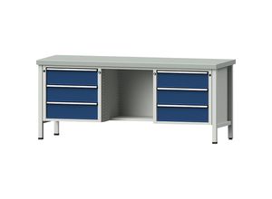 4014641006075 - Werkbank Gestellbauweise Serie V 6 Schubladen ½ Ablageboden Stahlblechbelag Volllauszug ANKE