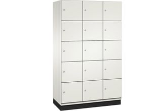4064615507428 - 5er-Schließfachschrank Cambio 3 Abteile reinweiß   weiß HPL-Tür B 1200 mm 15 Fächer C+P