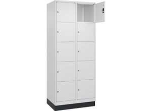 4066681694682 - 5er-Schließfachschrank Classic PLUS 2 Abteile verkehrsweiß B 800 mm 10 Fächer mit Bodensockel C+P