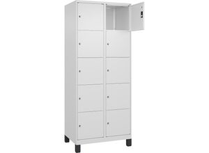 4066681681040 - 5er-Schließfachschrank Classic PLUS 2 Abteile verkehrsweiß B 800 mm 10 Fächer mit Füßen C+P