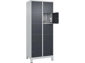 4066681680982 - 5er-Schließfachschrank Classic PLUS 2 Abteile lichtgrau   grau B 800 mm 10 Fächer mit Füßen C+P