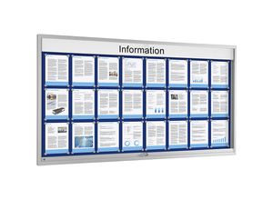 4260256791053 - Schiebetürschaukasten BxTxH 1948x55x973 mm 8x3 DIN A4 quer Alu-Profile ESG-Glas Rückwand blau inkl 10 Magnete + 1 Einstecktasche