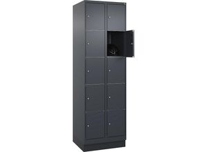 4066681693951 - 5er-Schließfachschrank Classic PLUS 2 Abteile grau B 600 mm 10 Fächer mit Bodensockel C+P