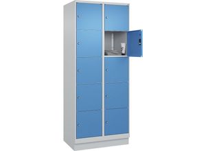 4066681684096 - 5er-Schließfachschrank Classic PLUS 2 Abteile lichtgrau   lichtblau B 800 mm 10 Fächer mit Bodensockel C+P