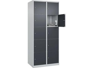 4067521351307 - 5er-Schließfachschrank Classic PLUS 2 Abteile lichtgrau   grau B 800 mm 10 Fächer mit Bodengleitern C+P