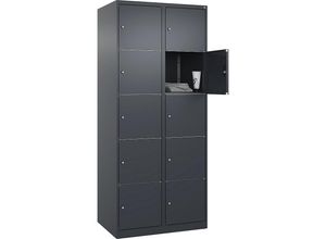 4067521351338 - 5er-Schließfachschrank Classic PLUS 2 Abteile grau B 800 mm 10 Fächer mit Bodengleitern C+P
