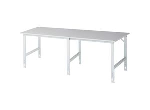 4040376520517 - Arbeitstisch höhenverstellbar Gestell 60 x 30 mm melaminharzbeschichte Platte BxT 2500 x 1000 mm lichtgrau