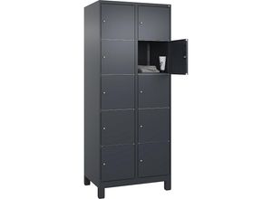 4066681681026 - 5er-Schließfachschrank Classic PLUS 2 Abteile grau B 800 mm 10 Fächer mit Füßen C+P