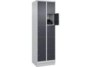 4066681683686 - 5er-Schließfachschrank Classic PLUS 2 Abteile lichtgrau   grau B 600 mm 10 Fächer mit Bodensockel C+P