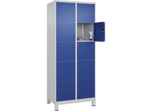 4066681680937 - 5er-Schließfachschrank Classic PLUS 2 Abteile lichtgrau   enzianblau B 800 mm 10 Fächer mit Füßen C+P