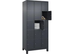 4066681681477 - 5er-Schließfachschrank Classic PLUS 3 Abteile grau B 900 mm 15 Fächer mit Füßen C+P