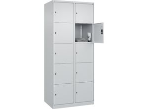 4067521351314 - 5er-Schließfachschrank Classic PLUS 2 Abteile lichtgrau B 800 mm 10 Fächer mit Bodengleitern C+P