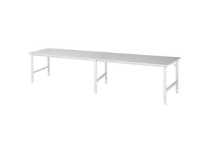 4040376520494 - Arbeitstisch höhenverstellbar Gestell 60 x 30 mm melaminharzbeschichte Platte BxT 4000 x 1000 mm lichtgrau