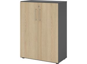 4032062305584 - Schränke Breno 3 OH abschließbar 28 kg je Boden B 800 x T 420 x H 1100 mm graphit Eiche