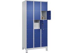4066681681385 - Schließfachschrank Classic Plus enzianblau lichtgrau 080010-305 S10003 15 Schließfächer 900 x 500 x 1950 cm 4066681681385 C