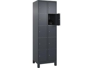 4066681680579 - 5er-Schließfachschrank Classic PLUS 2 Abteile grau B 600 mm 10 Fächer mit Füßen C+P