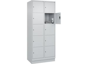 4066681684140 - 5er-Schließfachschrank Classic PLUS 2 Abteile lichtgrau B 800 mm 10 Fächer mit Bodensockel C+P