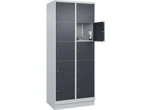 4066681684133 - 5er-Schließfachschrank Classic PLUS 2 Abteile lichtgrau   grau B 800 mm 10 Fächer mit Bodensockel C+P