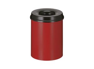 8713631001286 - Sicherheits-Papierkorb Stahl selbstlöschend Volumen 15 l HxØ 360 x 255 mm Korpus rot   Löschkopf schwarz kaiserkraft
